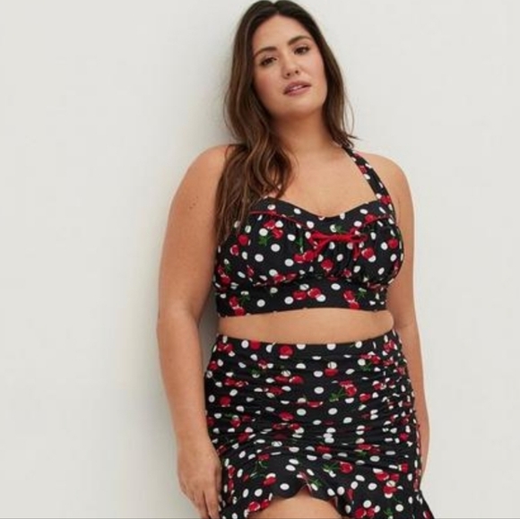 torrid | Swim | Retro Highrise Ruched Swim Skirt Set W Attached Brief ...